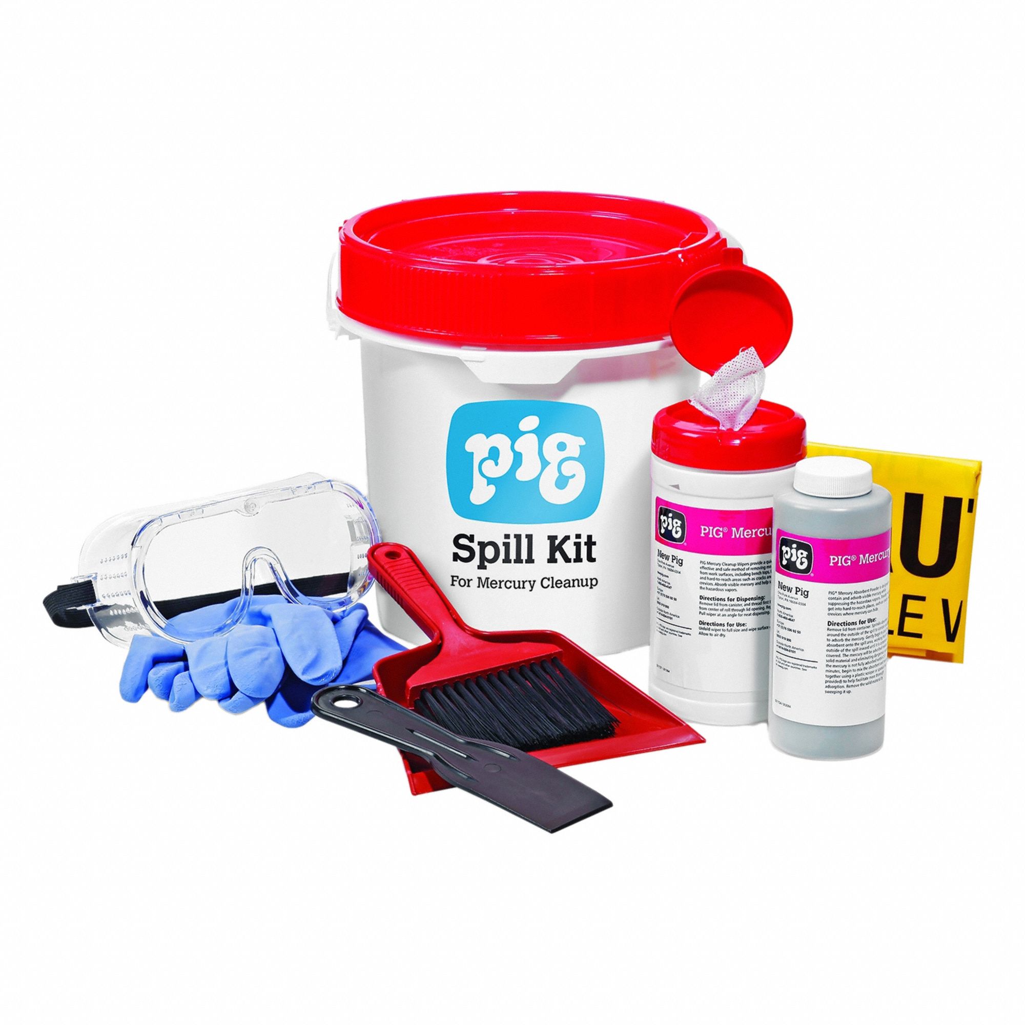 PIG, 35 oz Volume Absorbed Per Kit, (1) Pr Gloves/(1) Pr Goggles, Spill ...