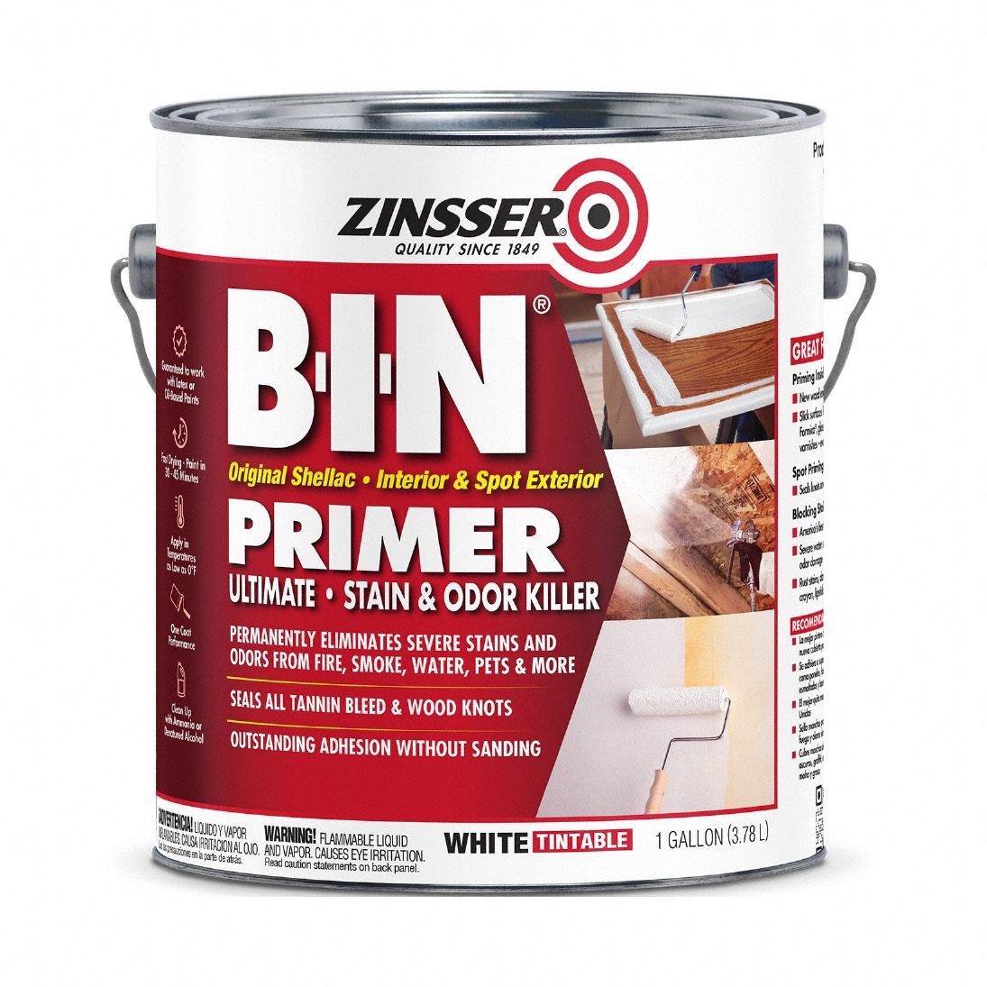 ZINSSER, Exterior/Interior, White, Shellac Based Primer - 830Y58|904 ...