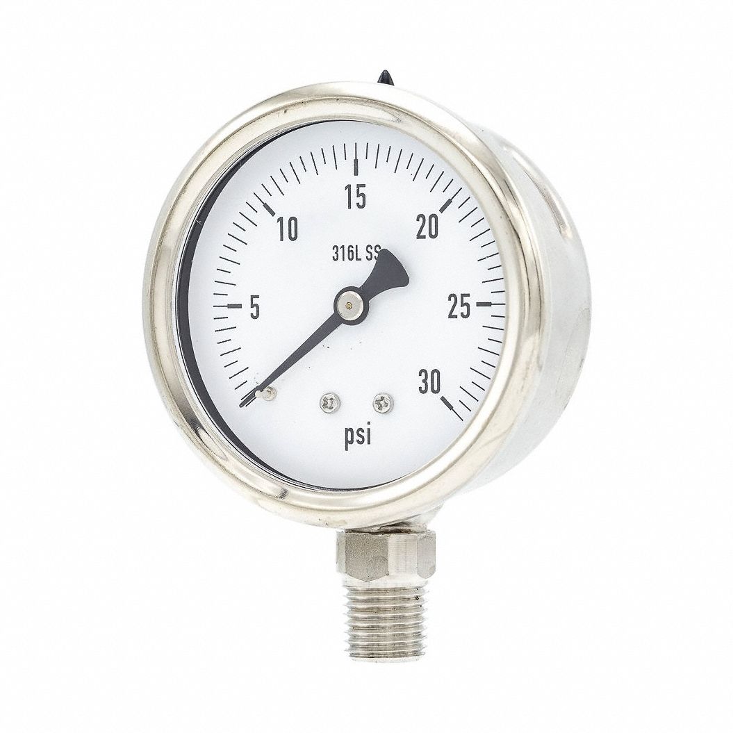 30 psi to 0 psi / Hg to 30 psi, 2 1/2 in Dial, Pressure Gauge - 859VZ4|PRO-301D-254C - Grainger
