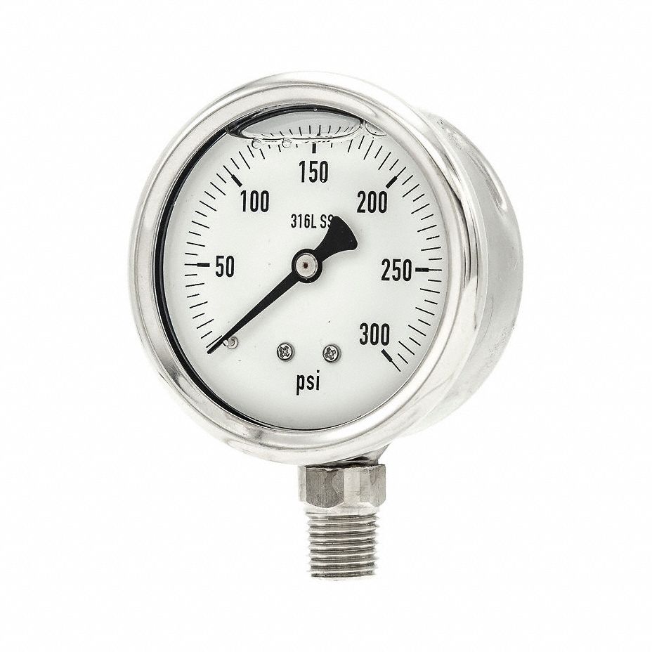 0 psi / Hg to 300 psi, 2 1/2 in Dial, Pressure Gauge - 859VZ9|PRO-301L ...