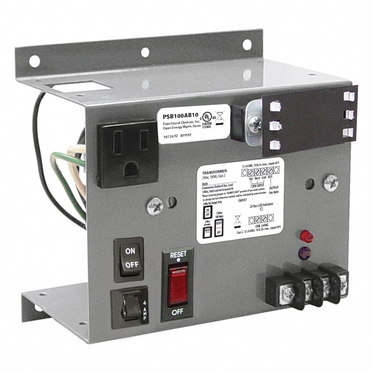 FUNCTIONAL DEVICES INC / RIB, 100 VA Power Rating, 120V AC, Class 2 ...