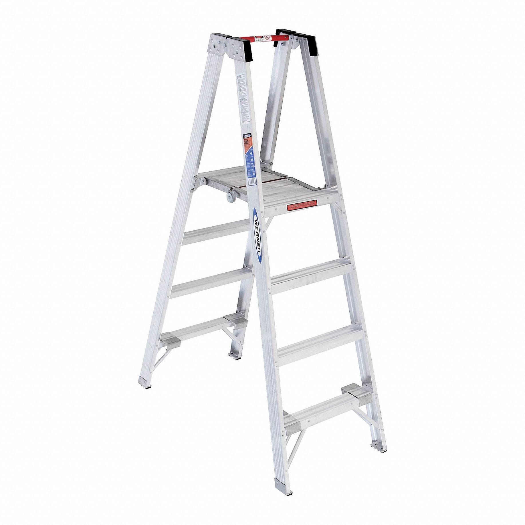 WERNER, 4 ft Ladder Size, Aluminum, Twin Platform Stepladder - 3AZY7 ...