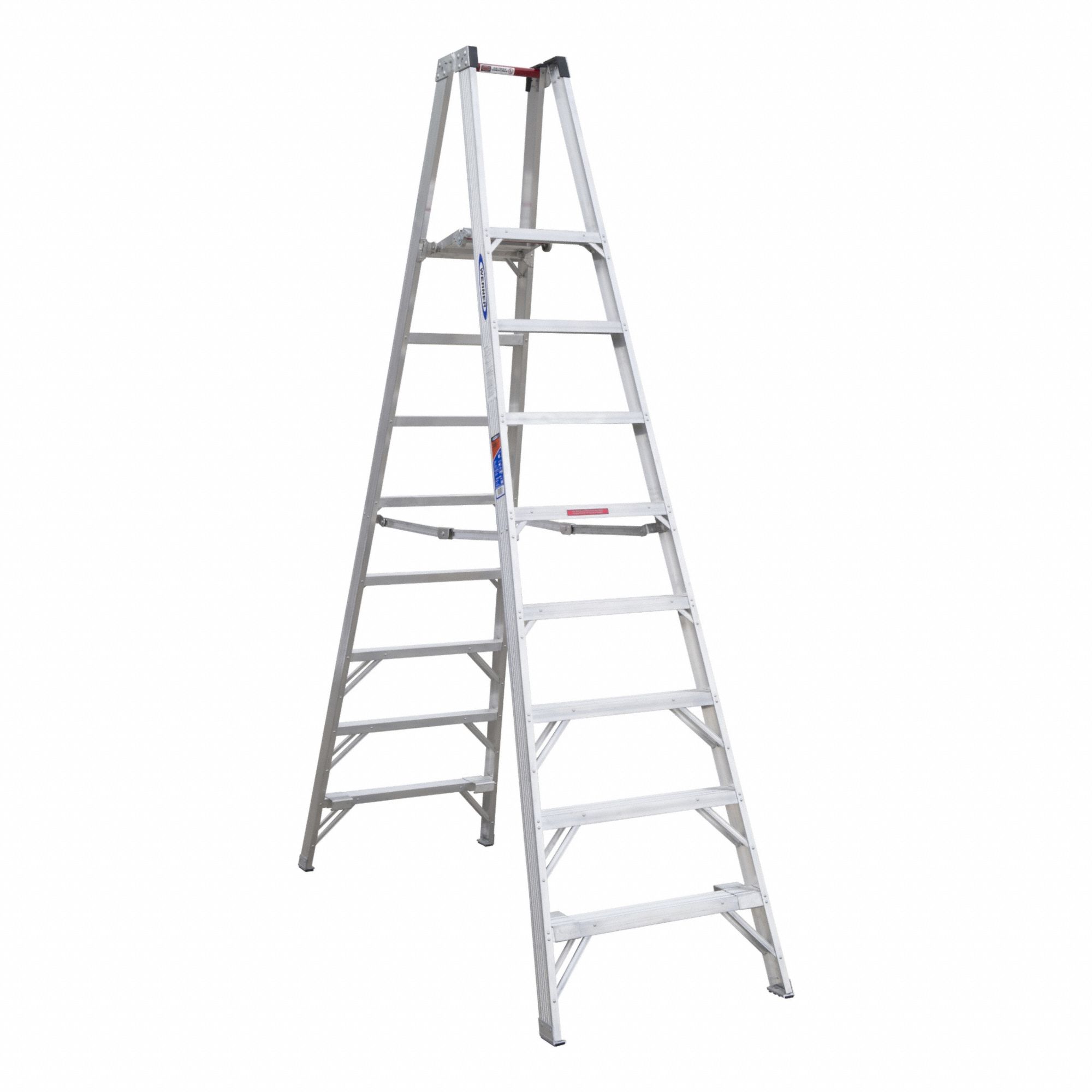 WERNER, 8 ft Ladder Size, Aluminum, Twin Platform Stepladder - 3AZY9 ...