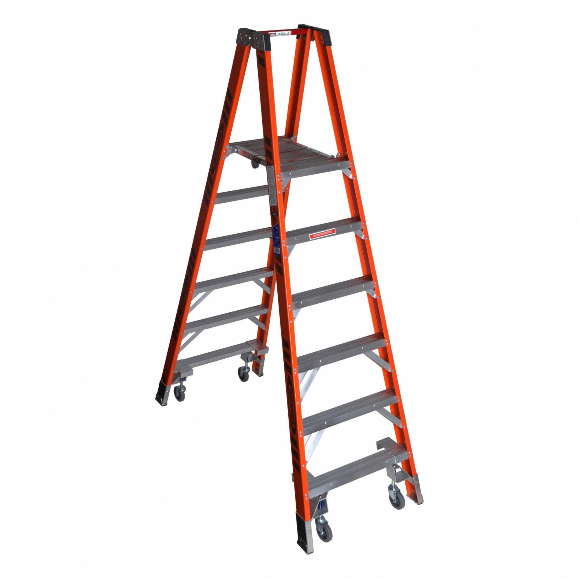 WERNER, 6 ft Ladder Size, Fiberglass, Twin Platform Stepladder - 4XP39 ...
