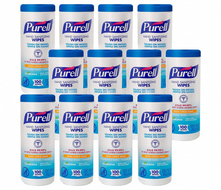 PURELL 100 5-3/4" x 7" Toallitas Sanitizantes para Manos, 12 PK ...