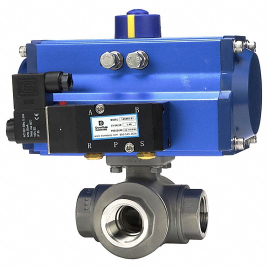 DYNAQUIP CONTROLS, 2 in, Stainless Steel, Pneumatically Actuated Three ... DYNAQUIP CONTROLS, 2 in, Stainless Steel, Pneumatically Actuated Three ...