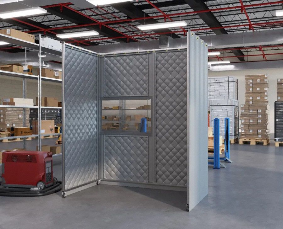 SOUND CURTAINS, 4 ft Overall Wd, 8 ft Overall Lg, Portable 3-sided ...