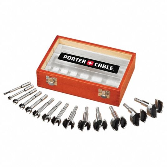 PORTER CABLE, 3 1/2 in Overall Lg, Hex Shank, Forstner Drill Bit Set ...