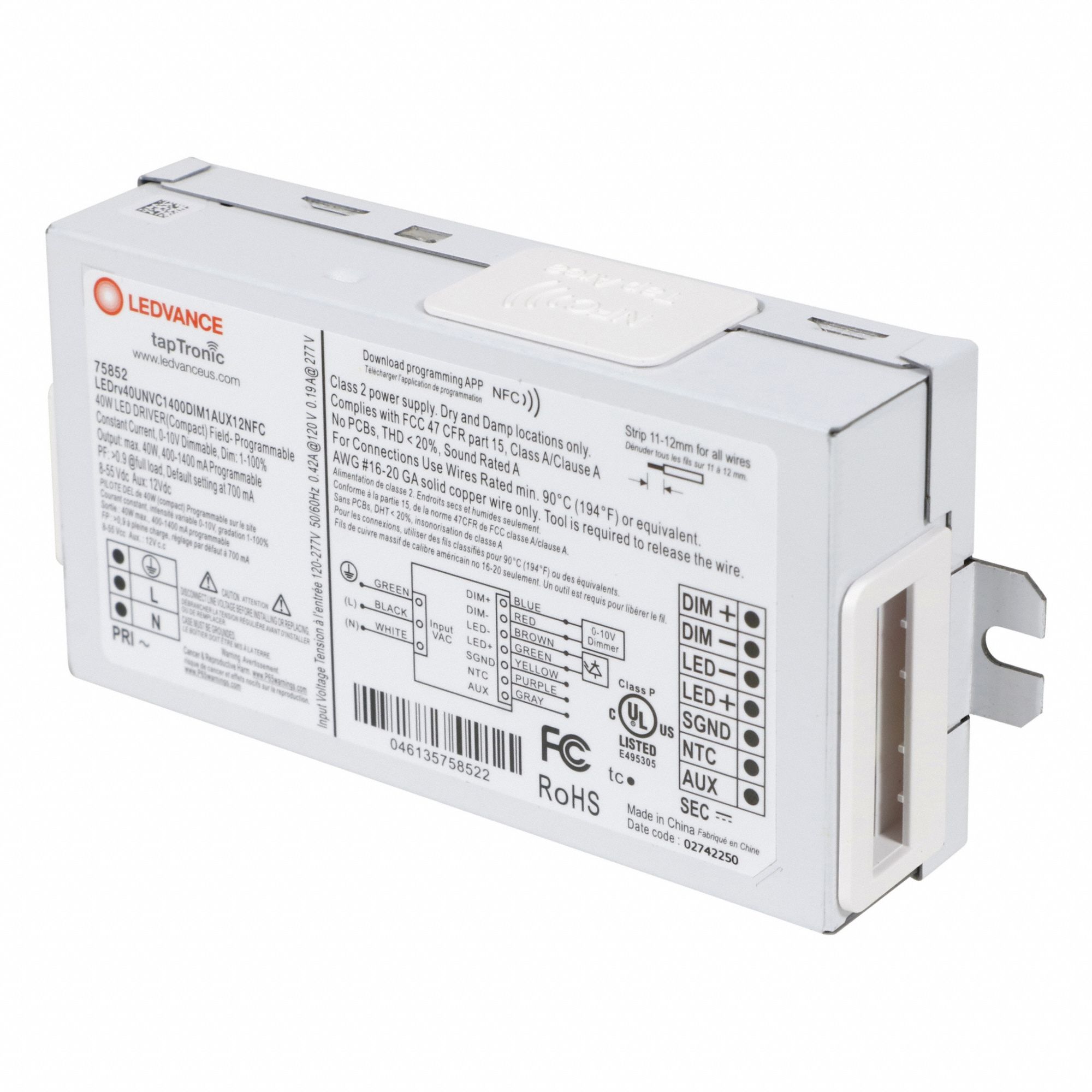 LEDVANCE, Class 2, 40 W Max. Power Output, LED Driver - 850U81 ...