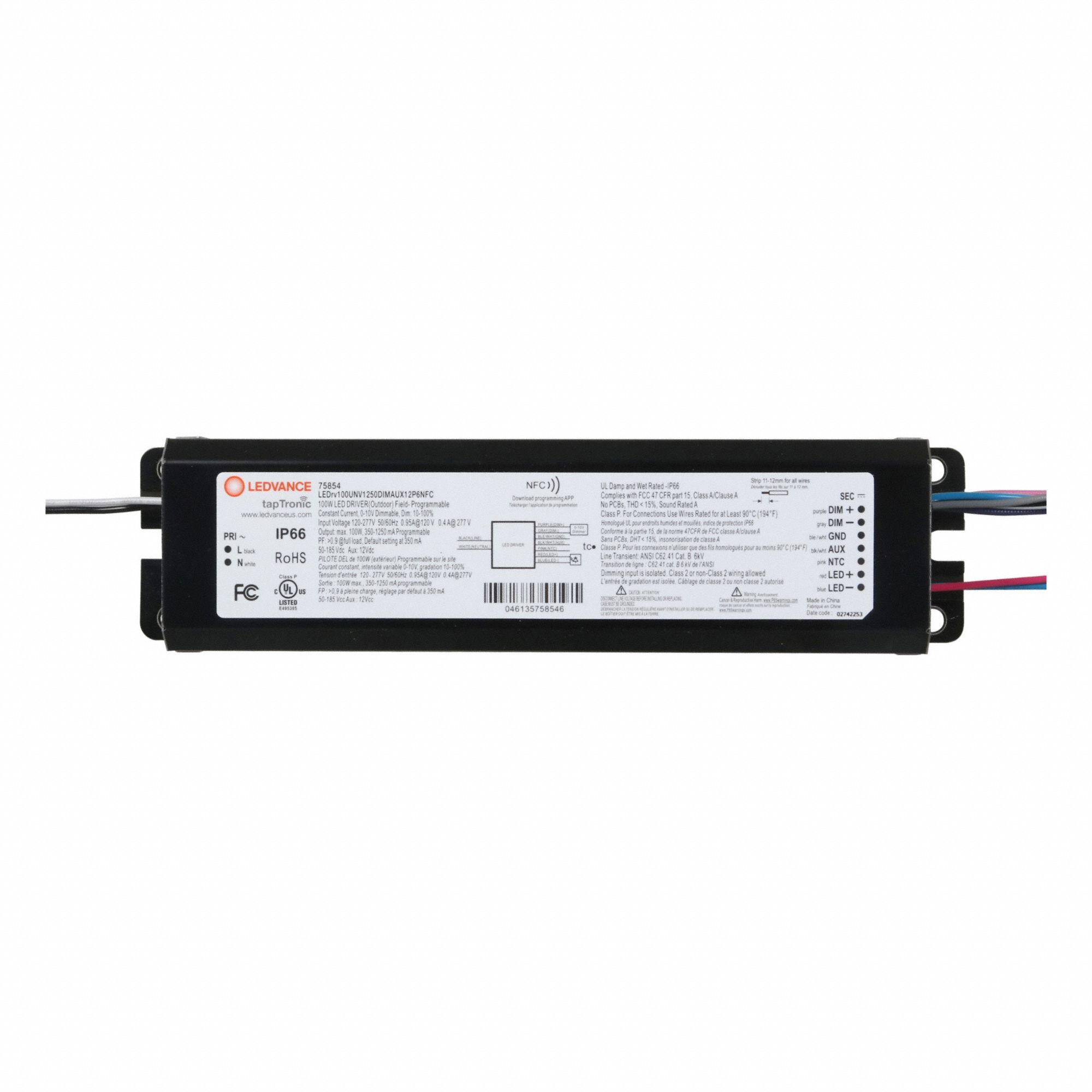 LEDVANCE, Class 2, 100 W Max. Power Output, LED Driver - 850U86 ...