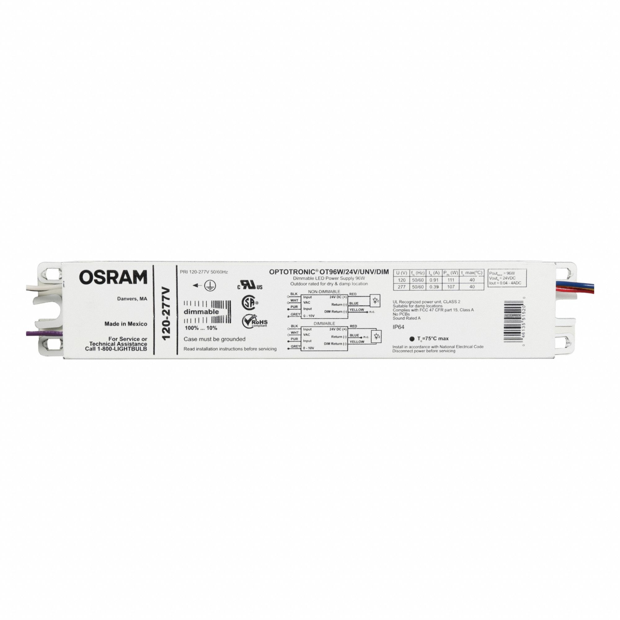 LEDVANCE, Class 2, 96 W Max. Power Output, LED Driver - 850U95|OT96W ...