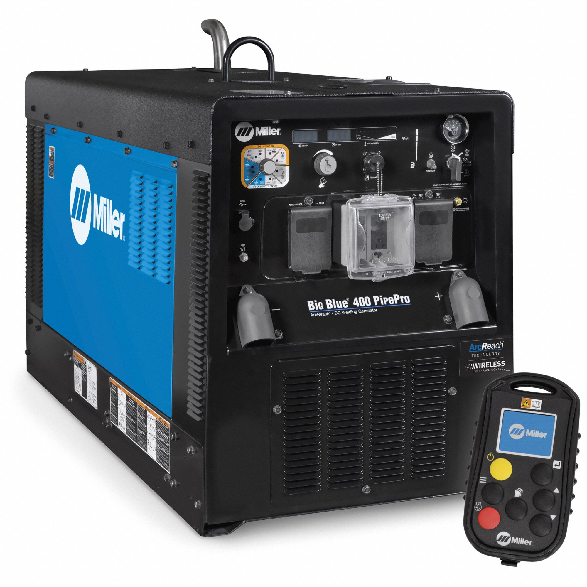 MILLER ELECTRIC, Big Blue 400 PipePro, 24.7 hp, Engine-Driven Welder ...