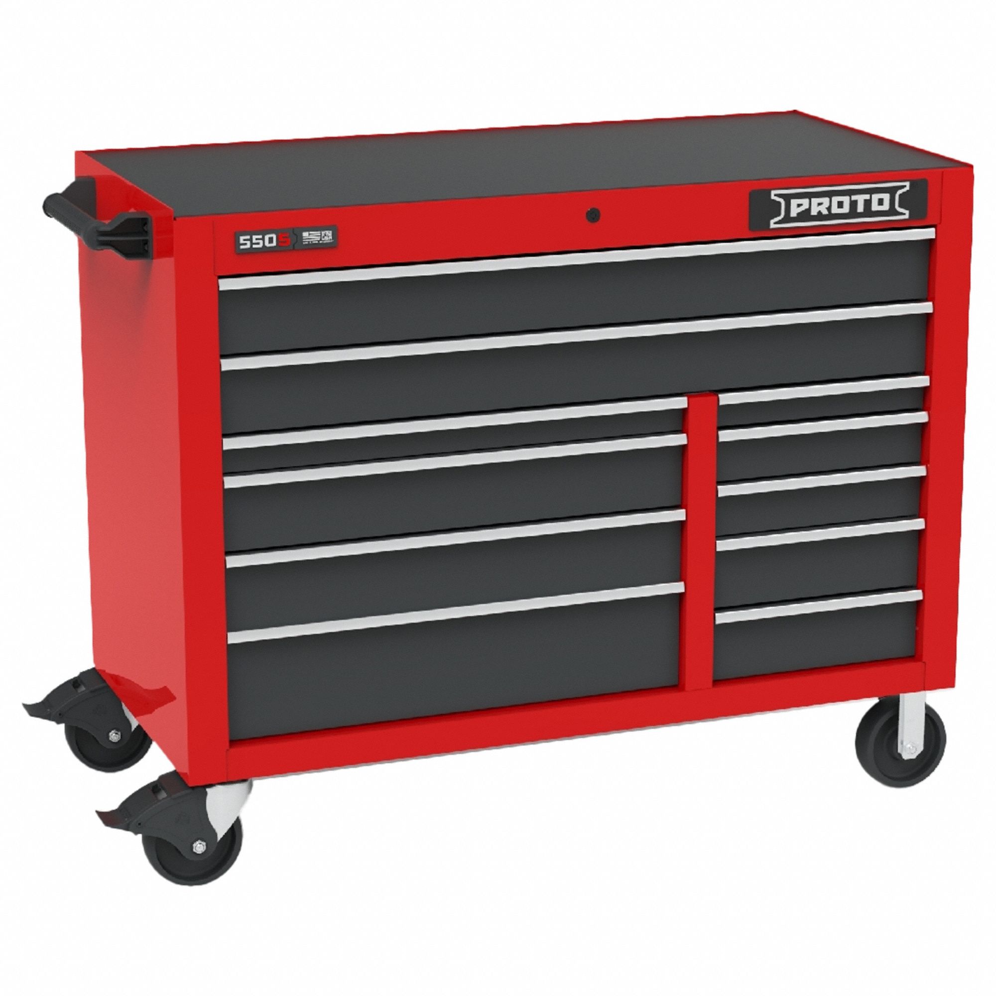 PROTO, Red / Gray Drawer, 50 in W x 25 1/4 in D x 41 in H, Rolling Tool ...