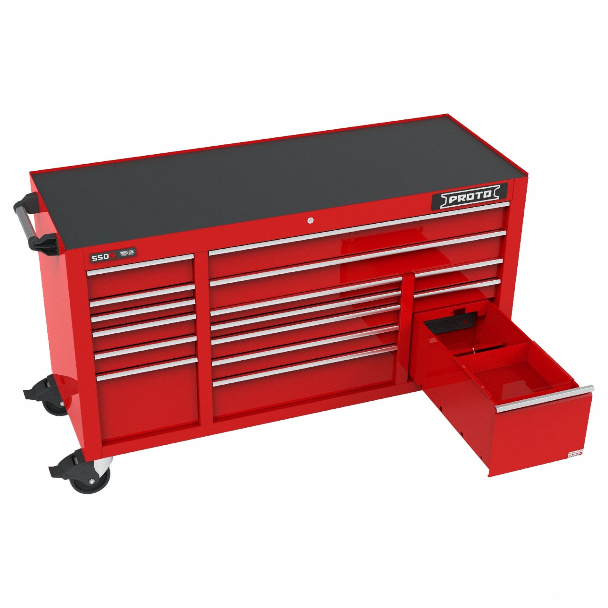 PROTO, Red / Red Drawer, 67 in W x 25 1/4 in D x 41 in H, Rolling Tool ...