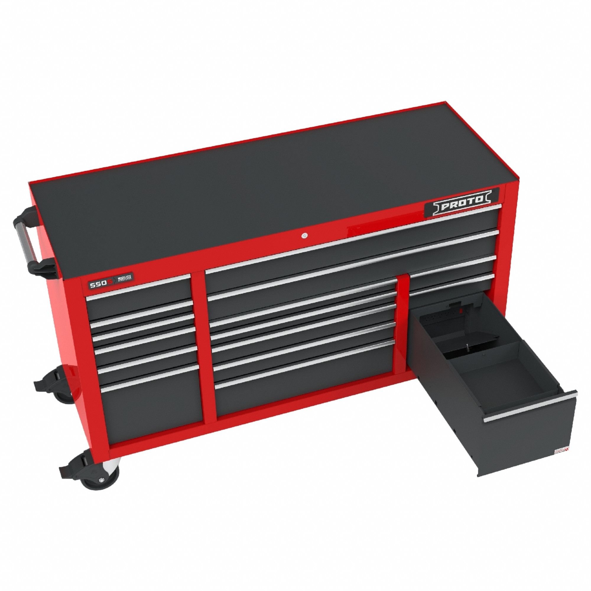 PROTO, Red / Gray Drawer, 67 in W x 25 1/4 in D x 41 in H, Rolling Tool ...