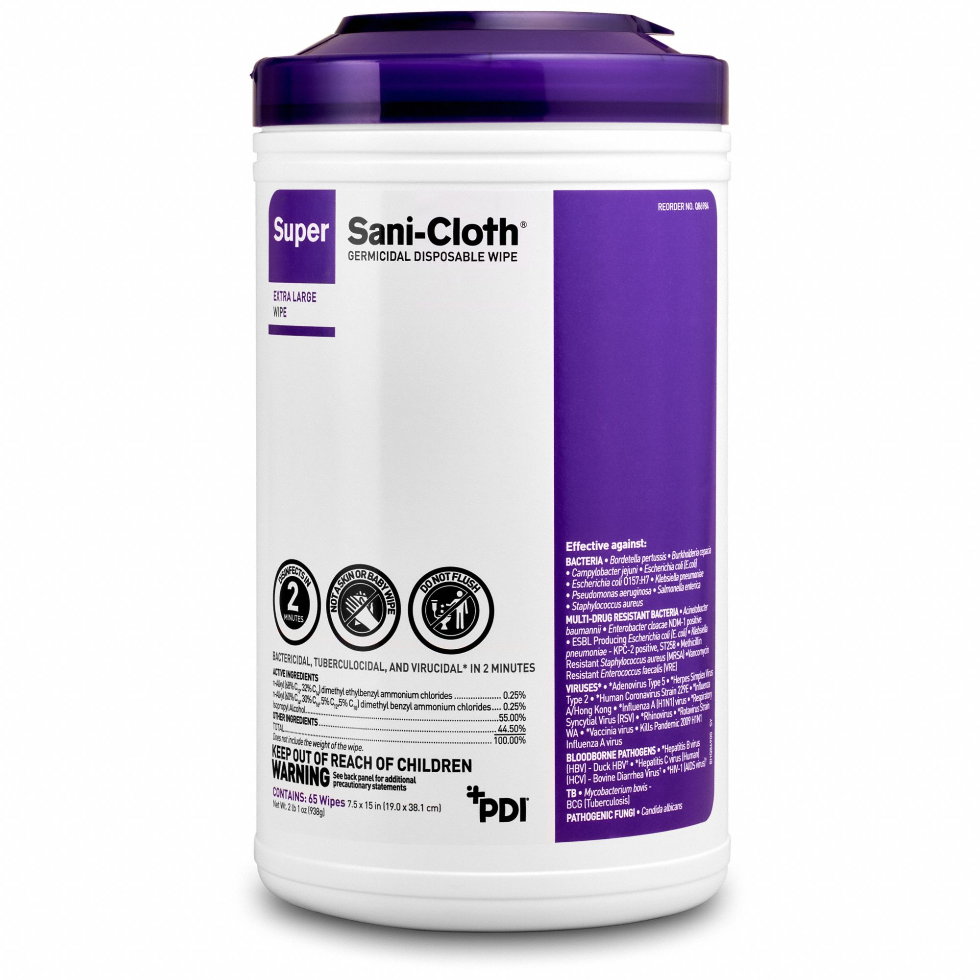 PDI, Canister, Ready to Use, Disinfecting Wipes - 9JAJ1|Q86984 - Grainger