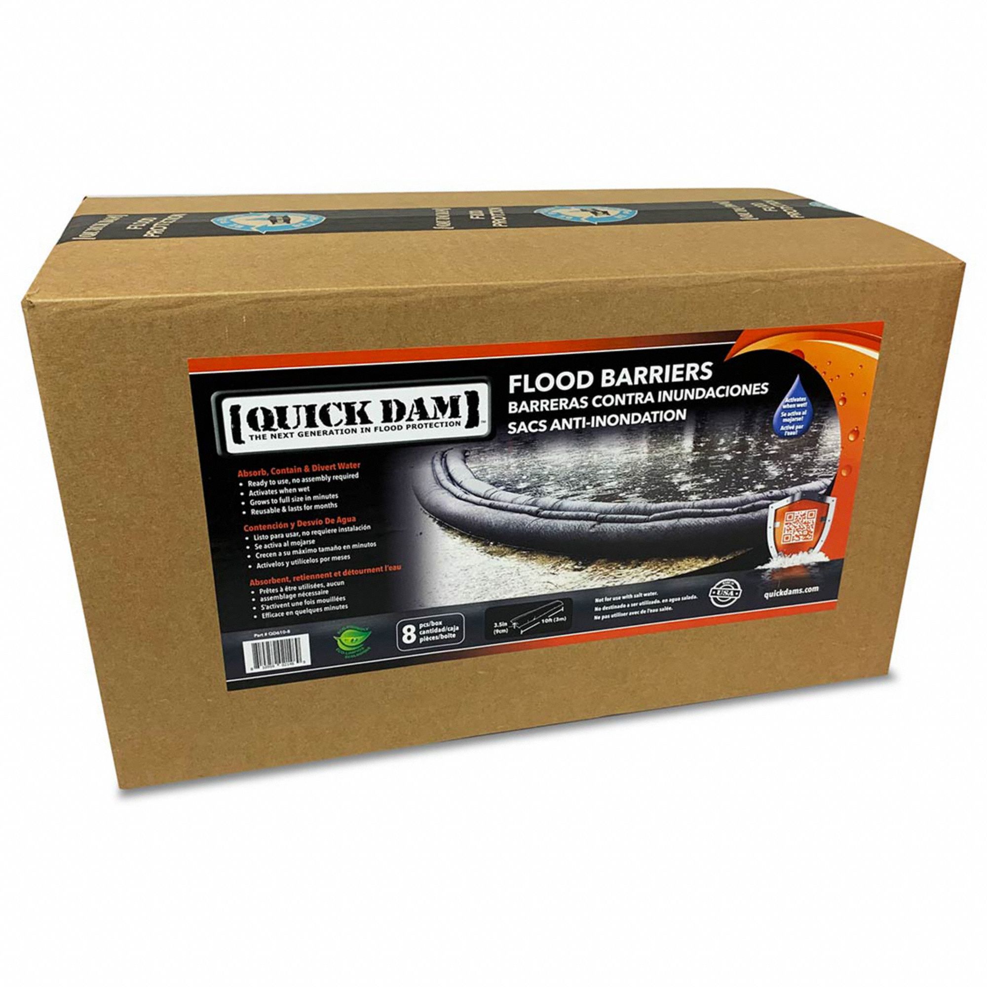 QUICK DAM, Fresh Water, 3 1/2 in Overall Ht, Flood Barrier - 358PE0 ...