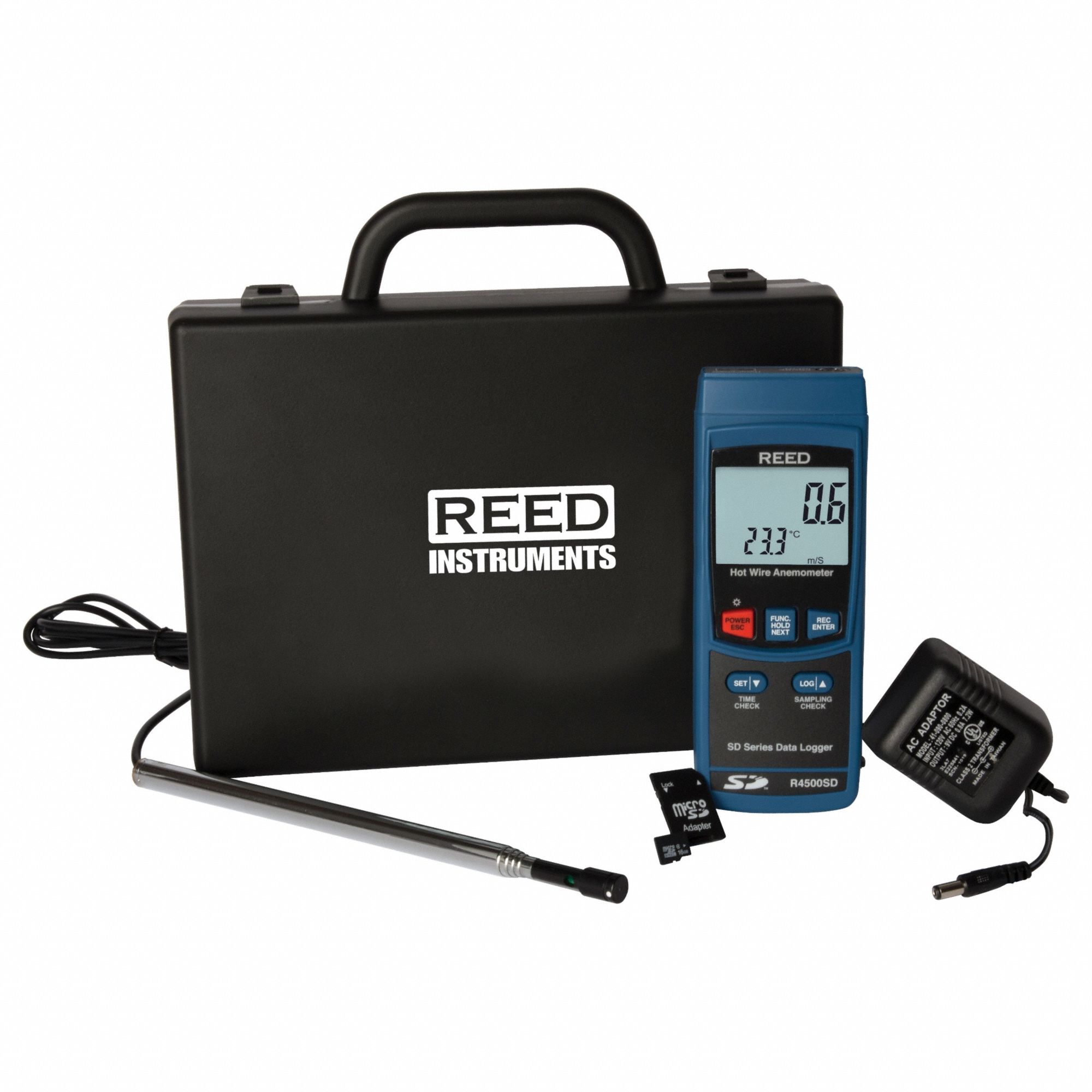 REED INSTRUMENTS, 20 fpm Air Velocity Resolution, Air Velocity/Temp ...