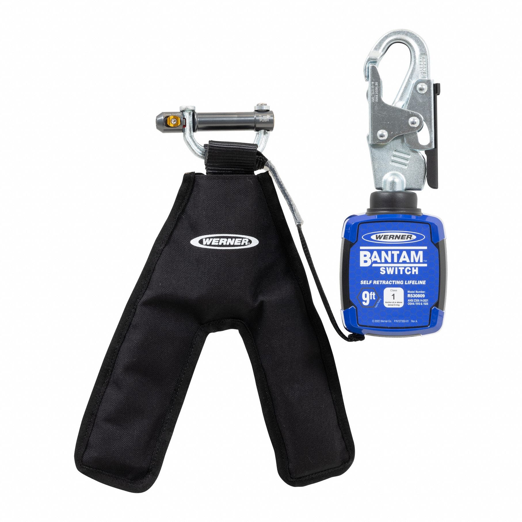 WERNER, Steel Snap Hook Anchor, Harness Aluminum Quick-Connect, Self ...