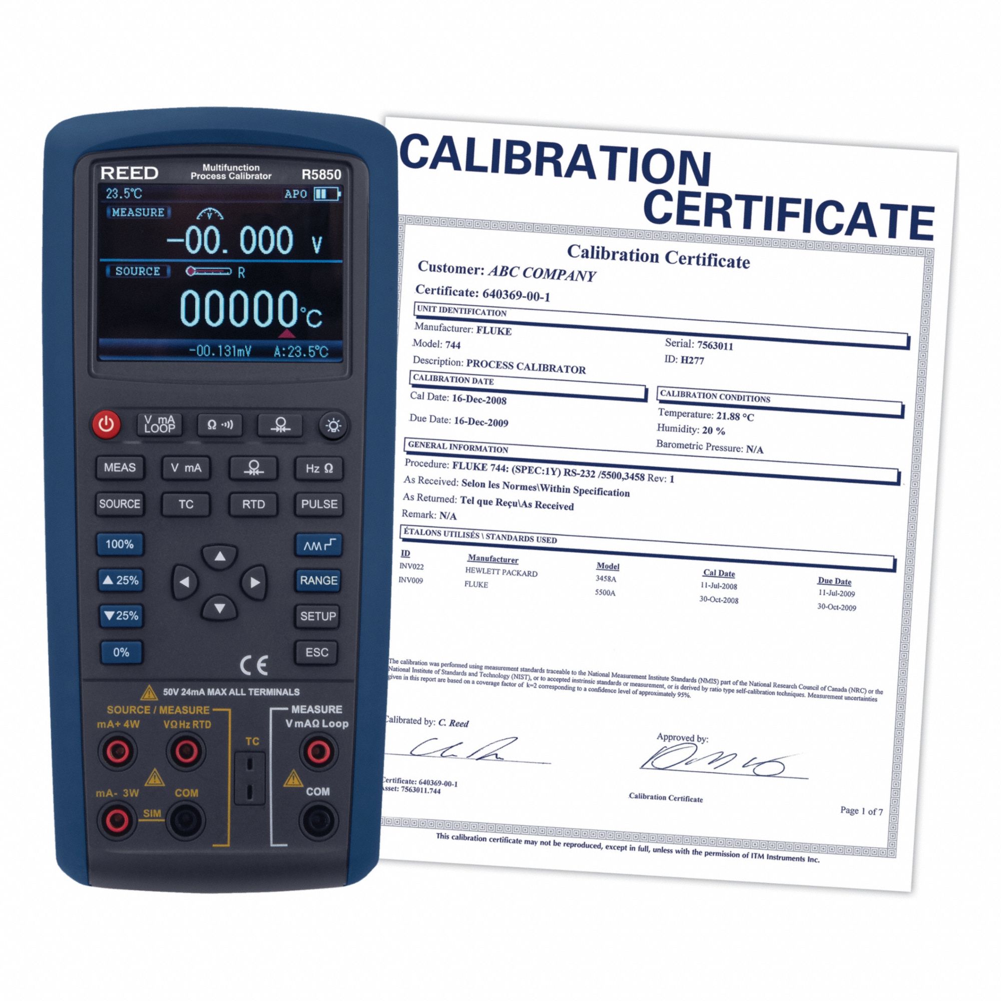 REED INSTRUMENTS, Multifunction, R5850-NIST, Multifunction Calibrator ...