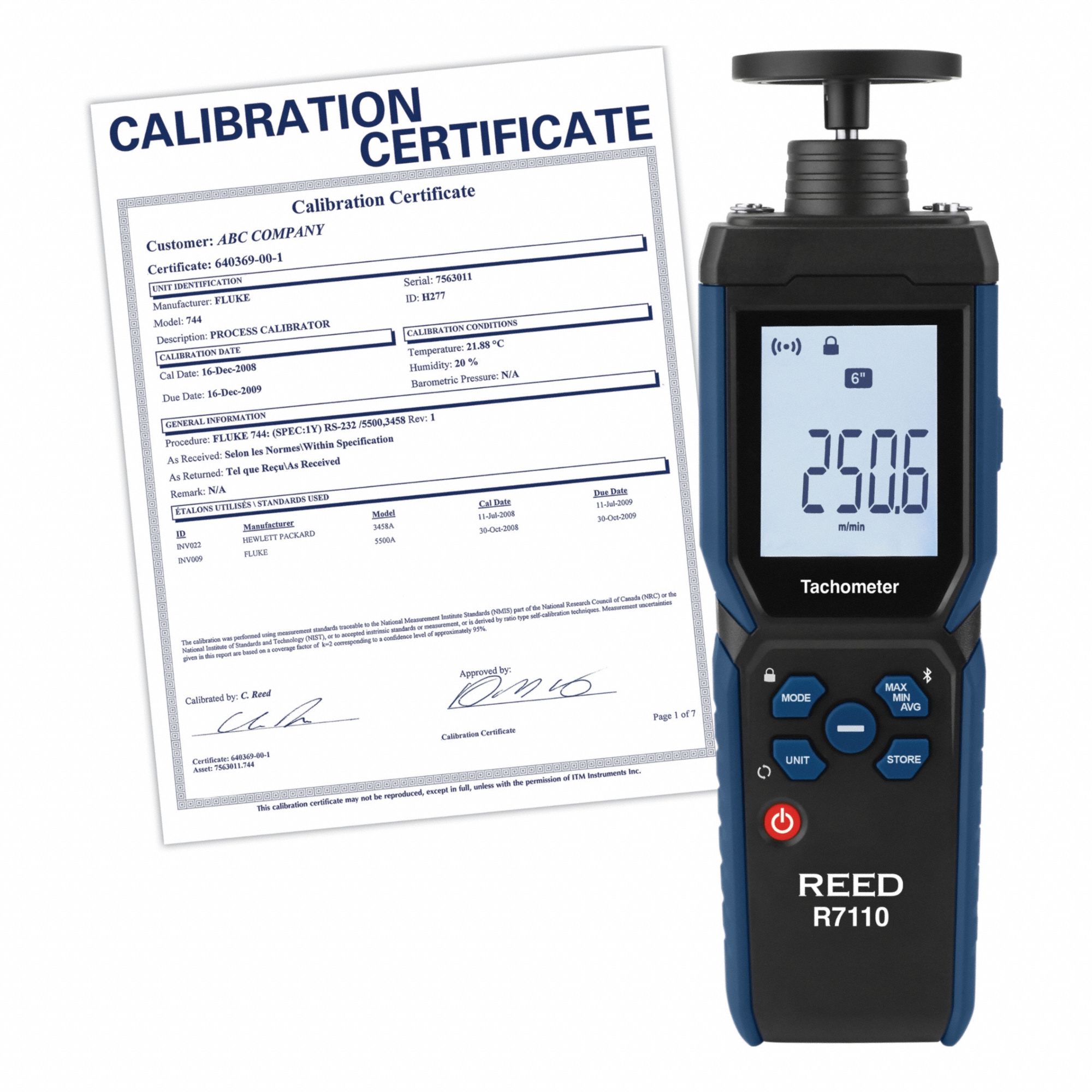 REED INSTRUMENTS, +/-(0.02% rdg. + 1 dgt.) RPM Accuracy, 0.01 rpm, 0.1 ...
