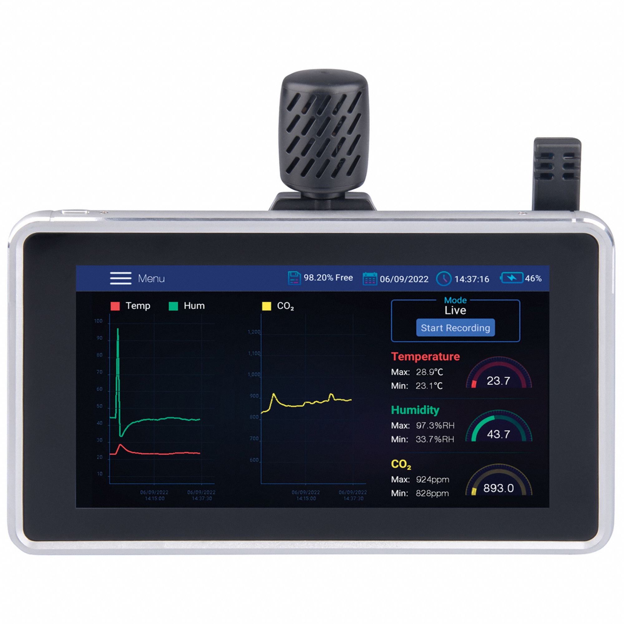 REED INSTRUMENTS, Built-In Mount/Internal Time & Date Stamp, Carbon ...