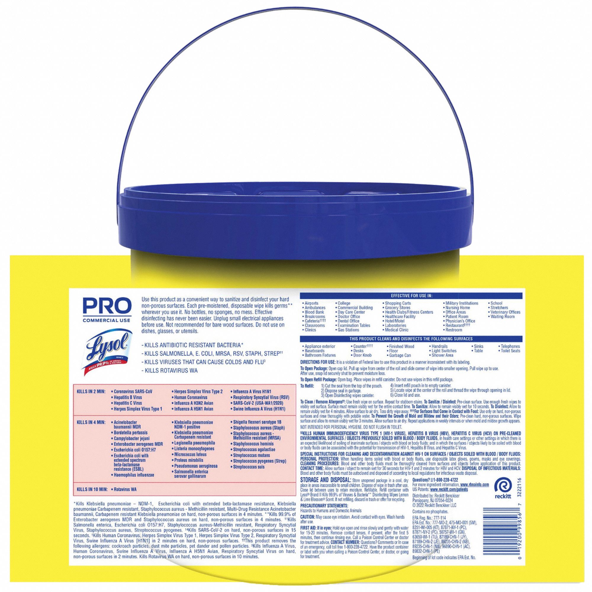LYSOL Disinfecting Wipes: Bucket, 800 ct Container Size, Ready to Use ...
