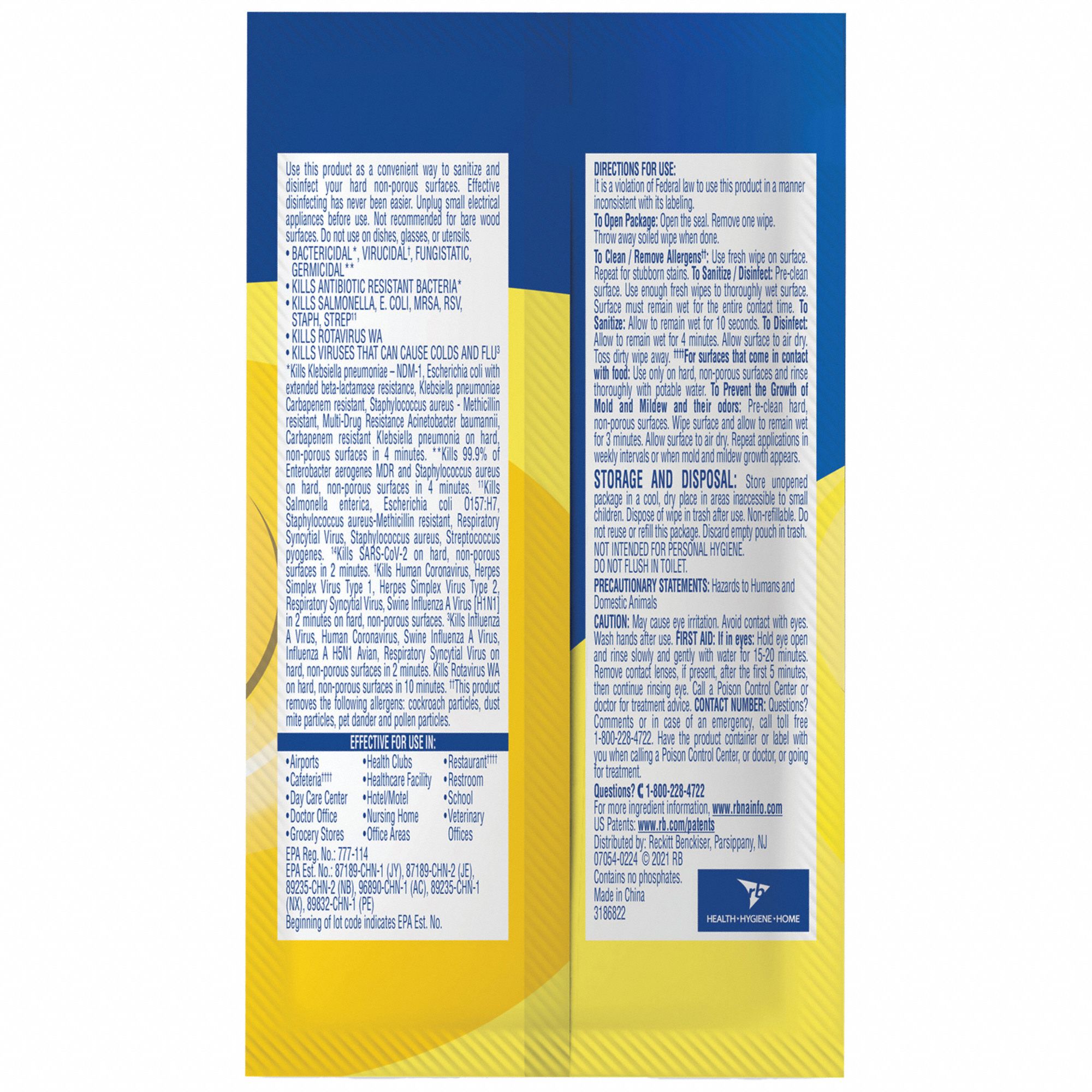 LYSOL Disinfecting Wipes: Packet, 300 ct Container Size, Ready to Use ...