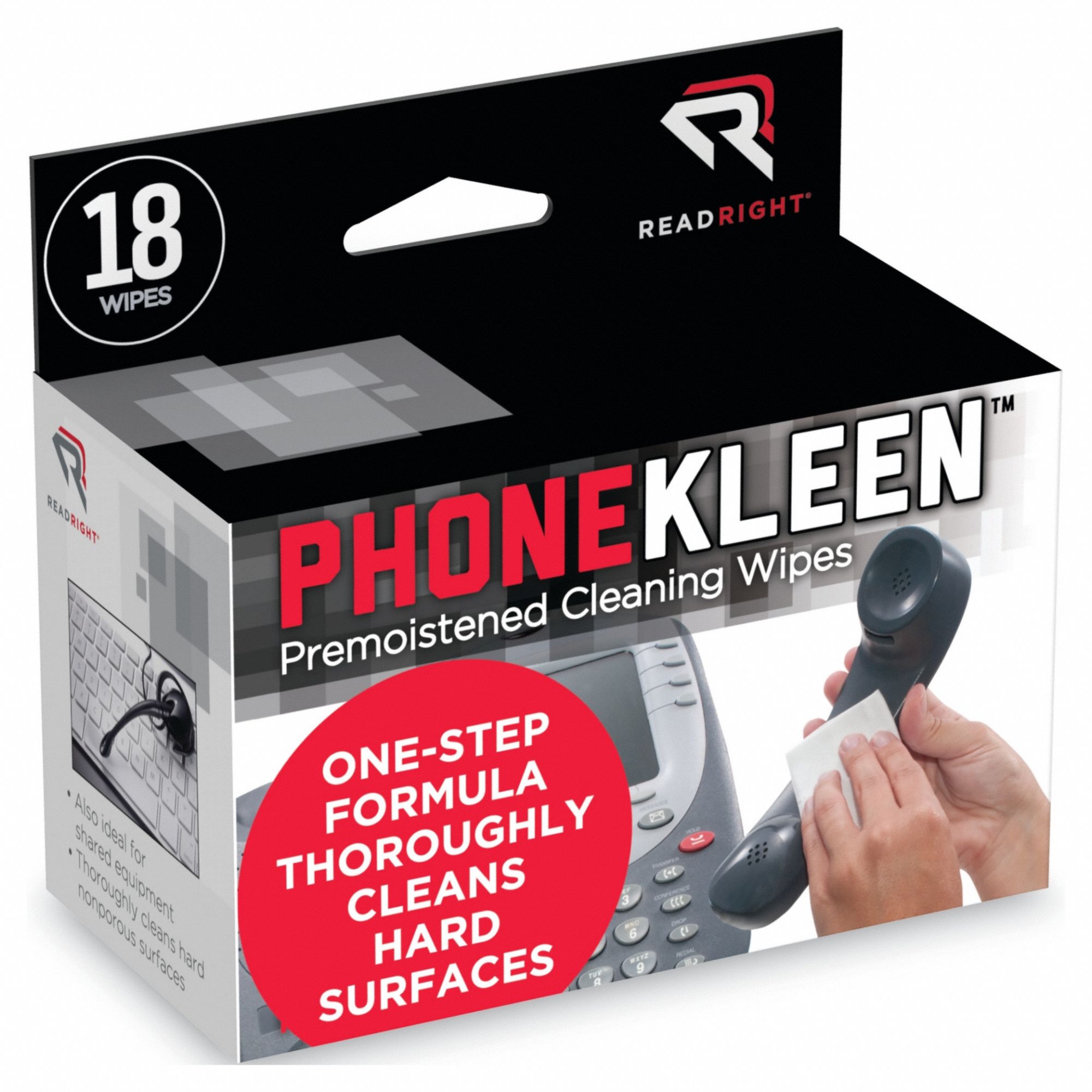 READ RIGHT, 5 x 5 in Sheet Size, Unscented, Disinfecting Phone Wipes ...