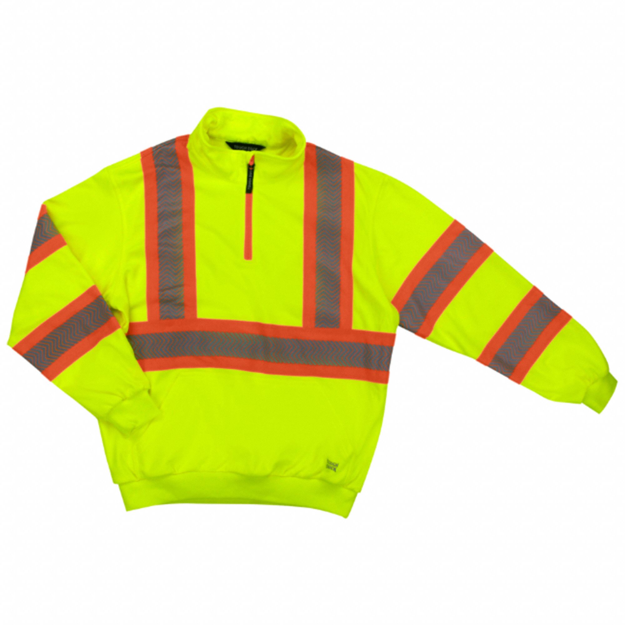 TOUGH DUCK MEN'S ¼-ZIP SAFETY PULLOVER, GREEN, M, POLYESTER FLEECE, 280 ...