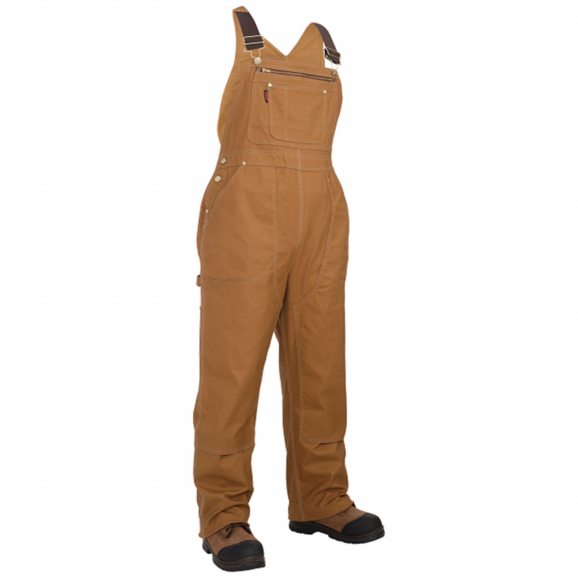 TOUGH DUCK WOMEN'S BIB OVERALLS, BROWN, SIZE XL, REGULAR FIT, COTTON ...