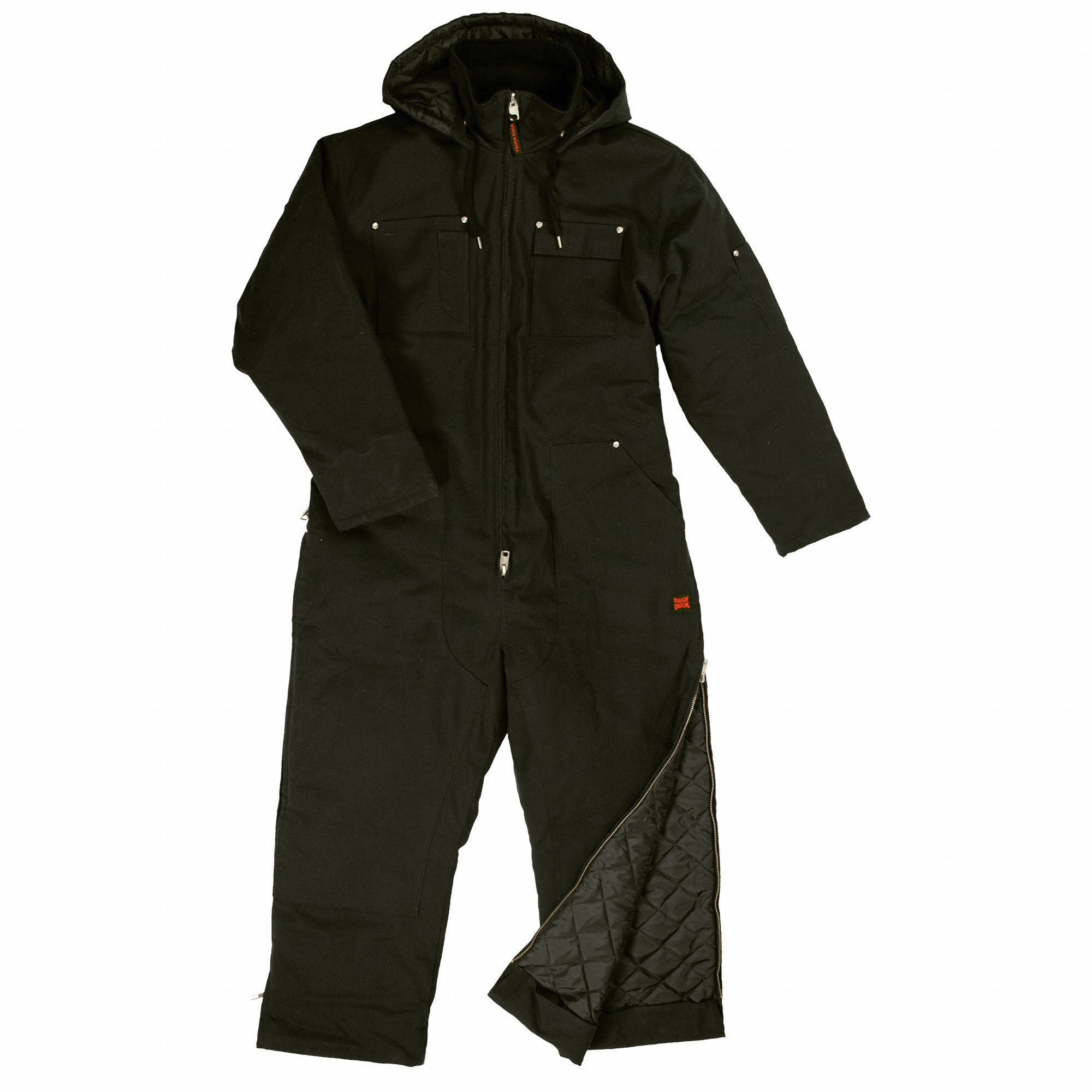 TOUGH DUCK MEN'S WC011 COVERALLS, BLACK, L, DETACHABLE HOOD, COTTON ...