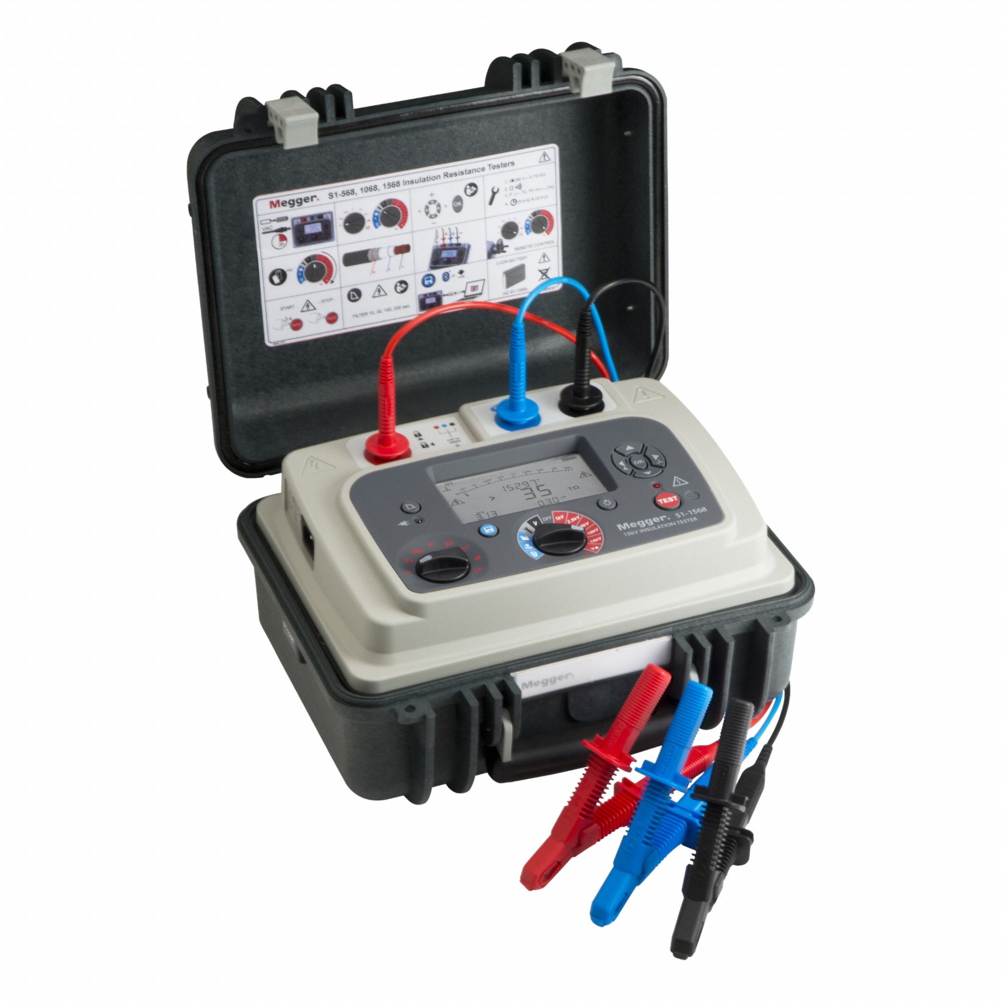 MEGGER, Test Volt 15,000V DC, 0.01 nA Min AC Current Measured ...
