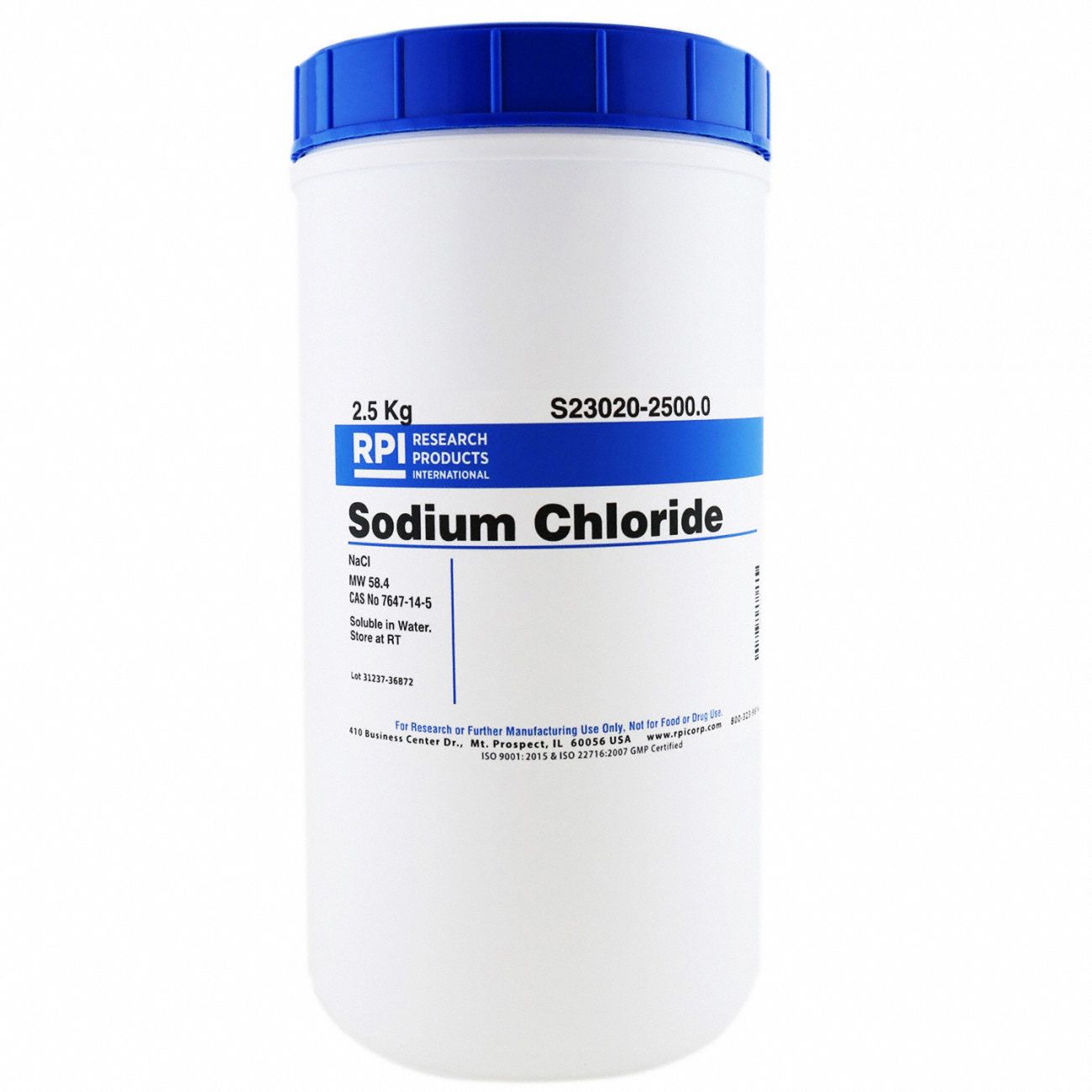 USP, 2.5 kg, Sodium Chloride - 31GD61|S23020-2500.0 - Grainger