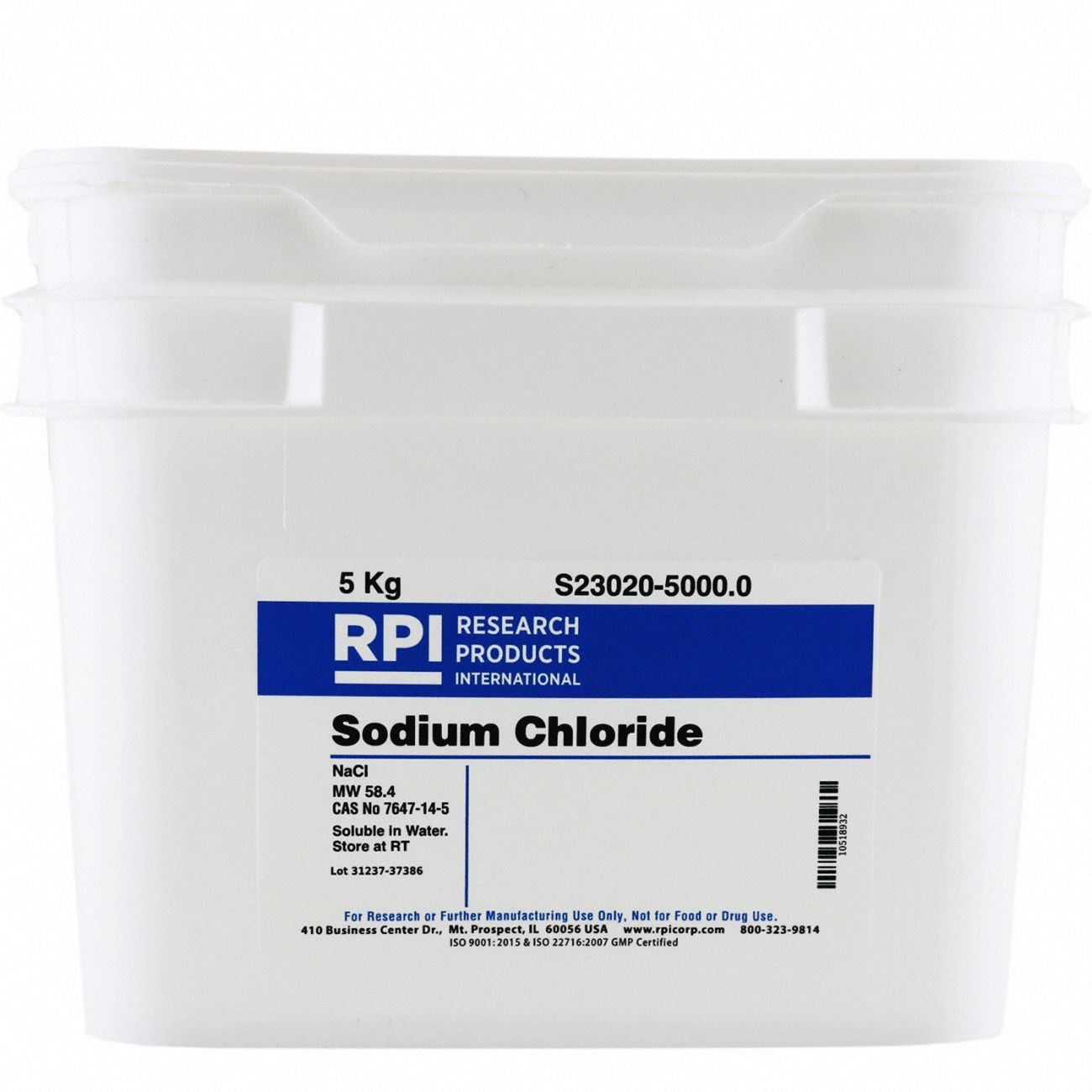 USP, 5 kg, Sodium Chloride - 31GD64|S23020-5000.0 - Grainger