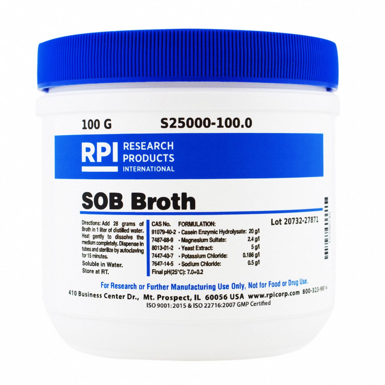 Lab, 100 g, SOB Broth - 31GD85|S25000-100.0 - Grainger