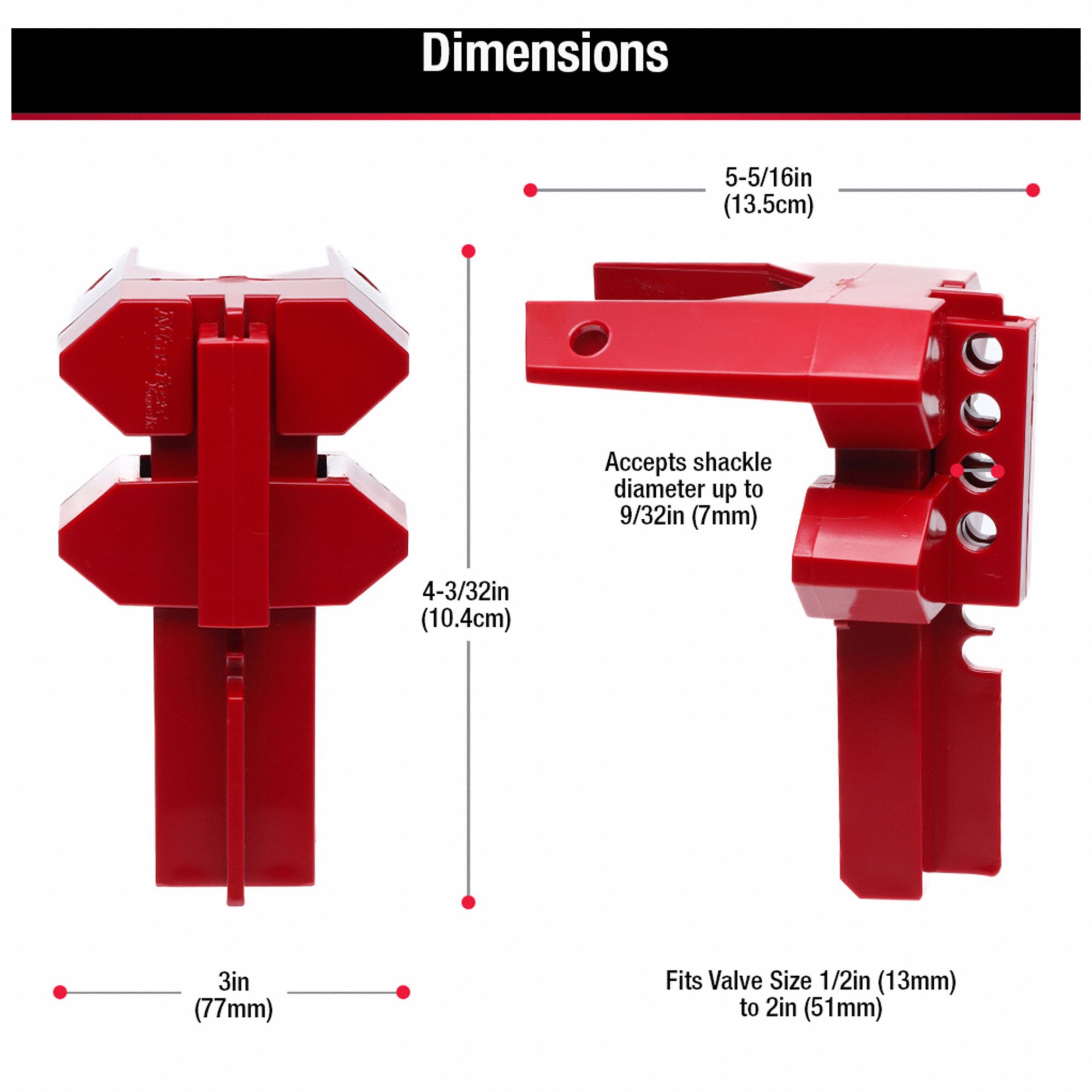 MASTER LOCK Adjustable Ball Valve Lockout: 13/16 in 1 1/6 in, 4 3/32 in ...