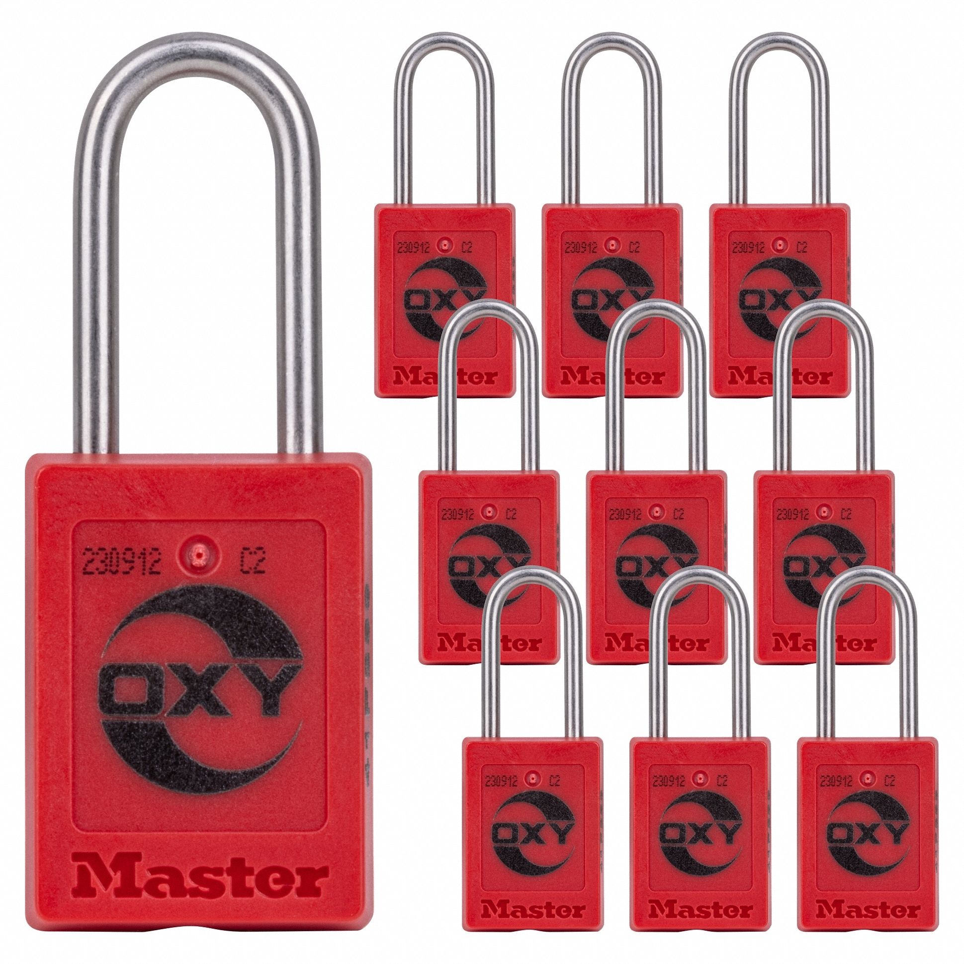 Lock, Red, KA, set of 10, OXY Custom - Grainger