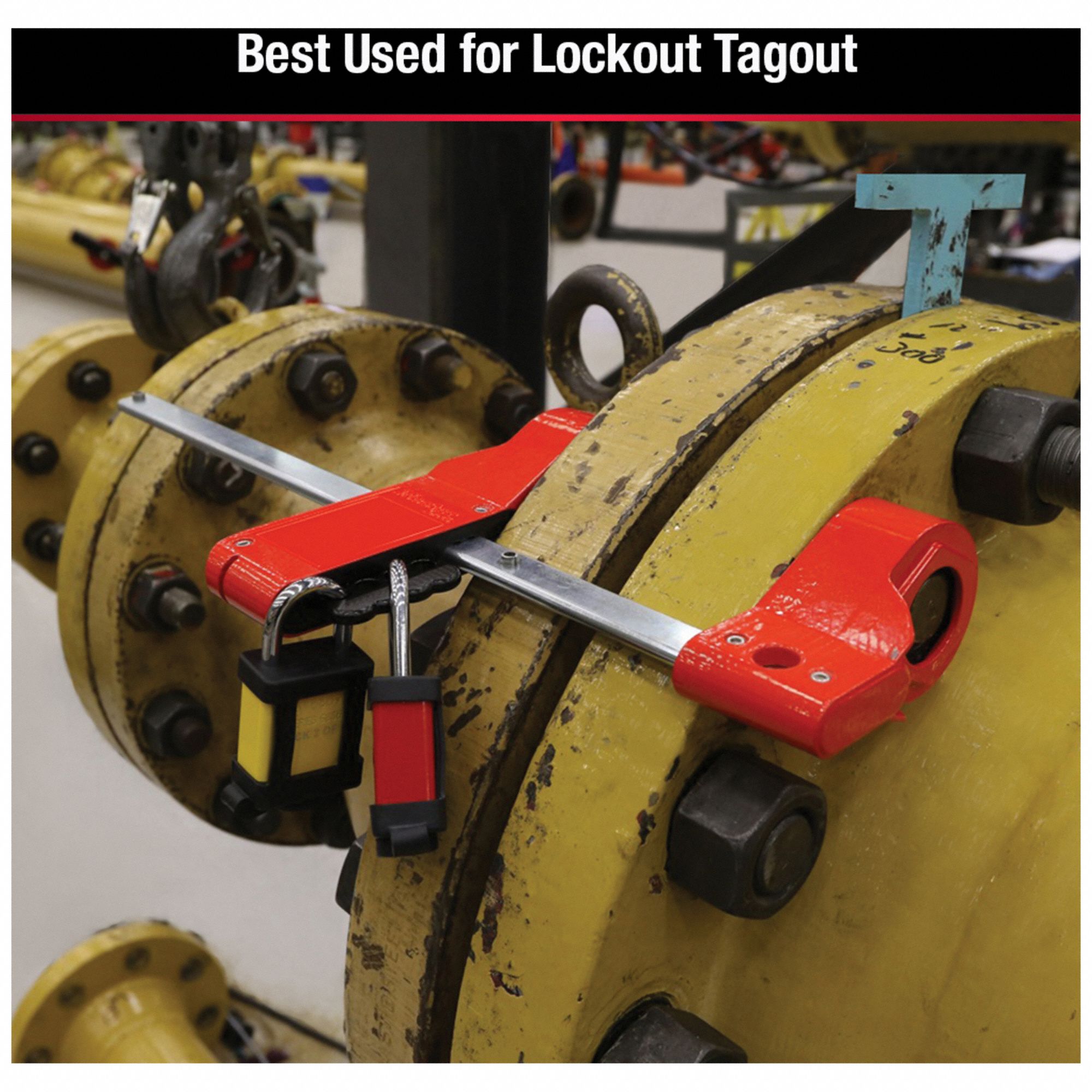 MASTER LOCK Blind Flange Lockout Device: Red/Black/Silver, 0.750 in to ...