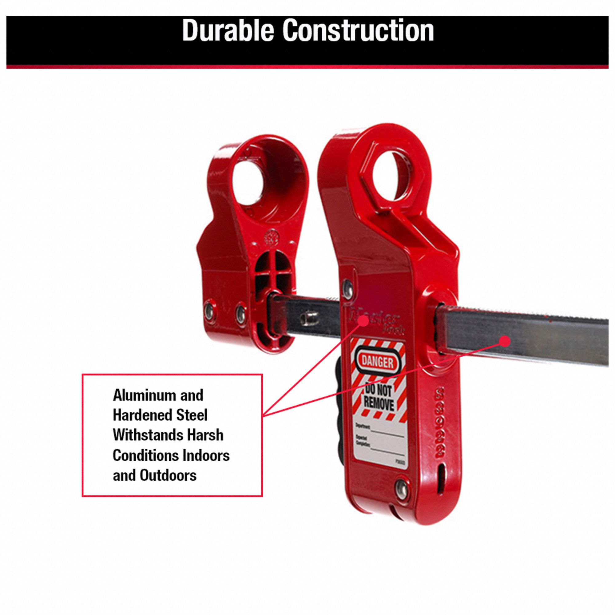 MASTER LOCK Blind Flange Lockout Device: Red/Black/Silver, 0.750 in to ...