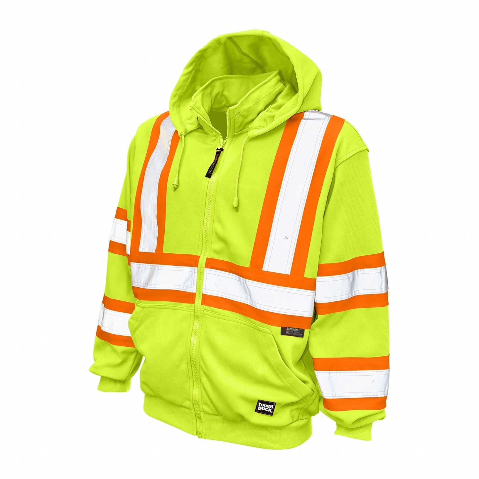 TOUGH DUCK, ANSI Class 2, Hoodie Sweatshirt, High Visibility Hooded ...