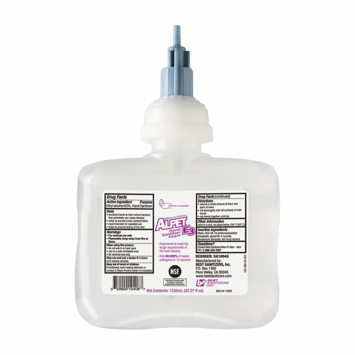 BEST SANITIZERS, INC., Alpet® E3 Series, Foam, Hand Sanitizer - 393LV1|SA10040 - Grainger