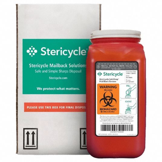 STERICYCLE, 1 2/5 qt, Screw Top Lid, Sharps Mailback System - 13C629 ...