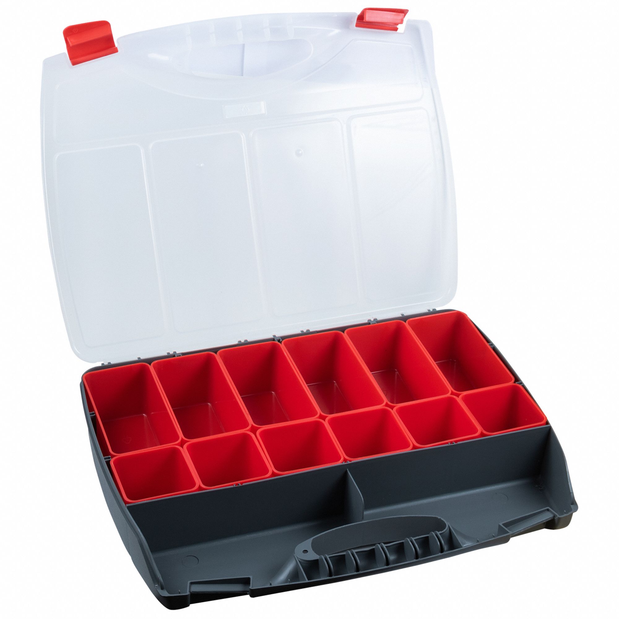 ECLIPSE, 18 in x 14 1/4 in x 3 in, Red/Gray, Compartment Box - 22C729 ...