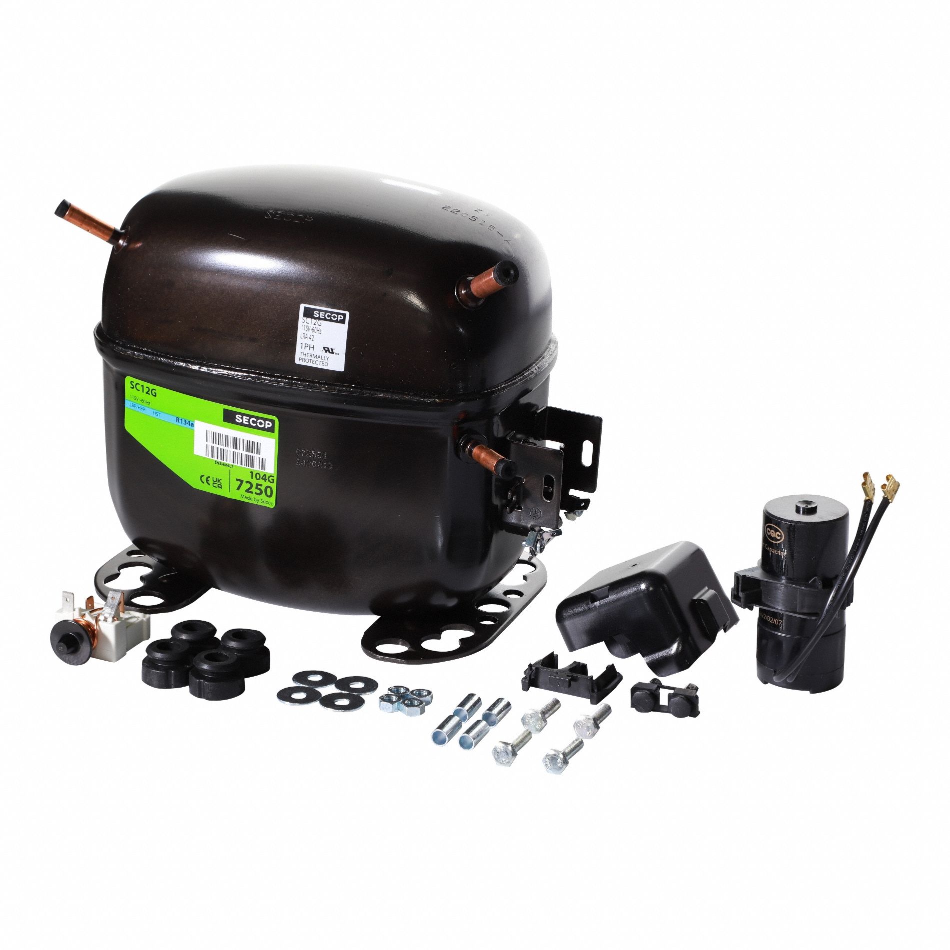 SECOP, Reciprocating, 4,730 BtuH Cooling, Compressor - 828AJ6|SC12G-1 ...