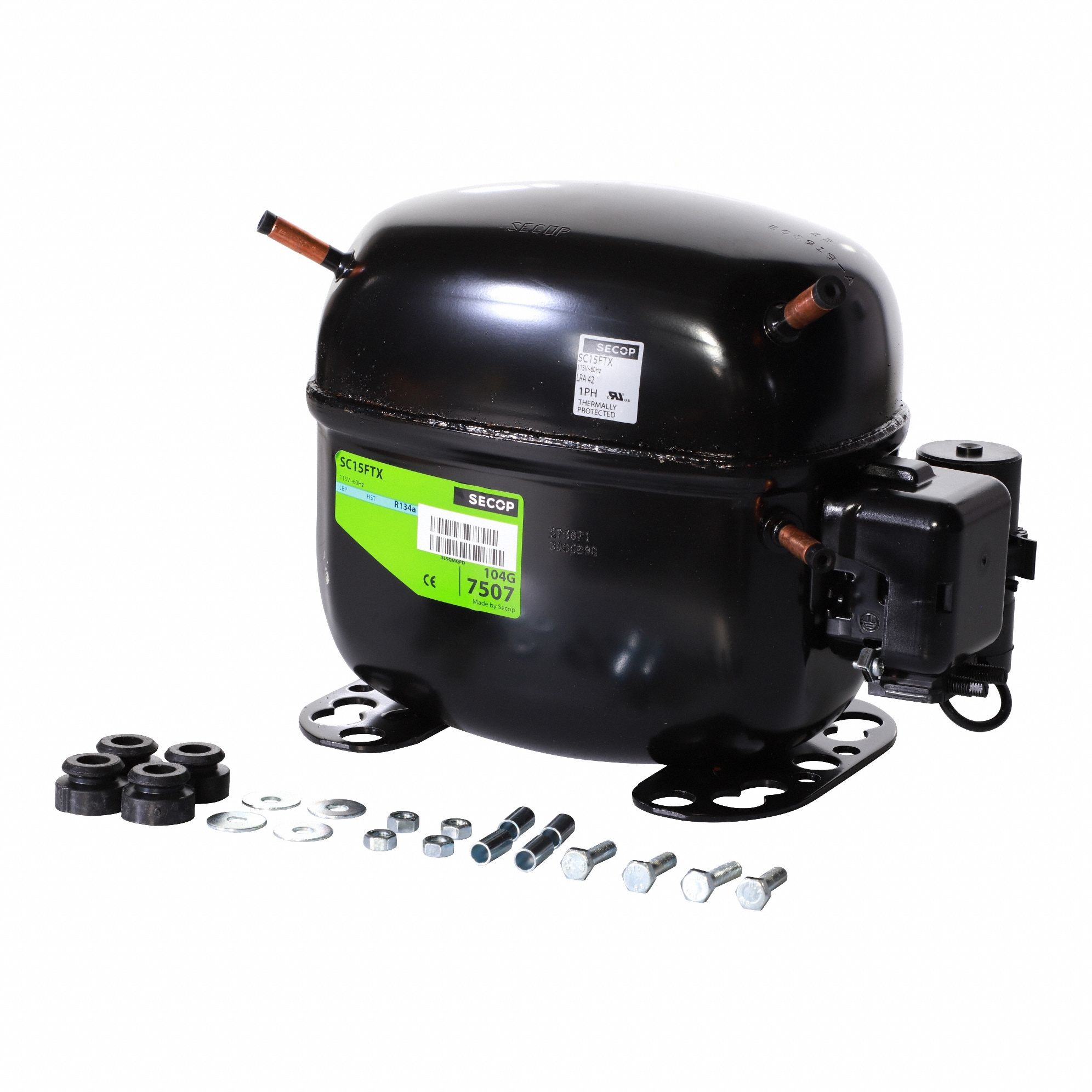 SECOP, Reciprocating, 3,531 BtuH Cooling, Compressor - 828AK0|SC15FTX-1 ...