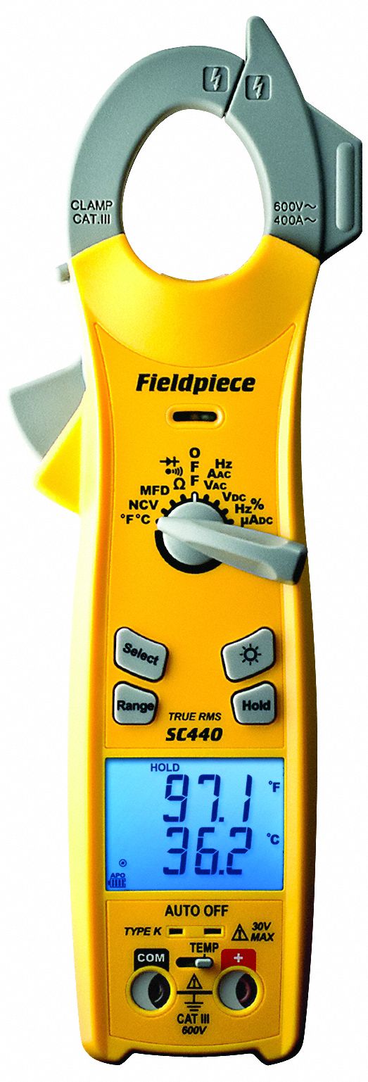 FIELDPIECE, Clamp-Jaw Jaw, CAT III 600V, Clamp Meter - 819UM4|SC440 ...