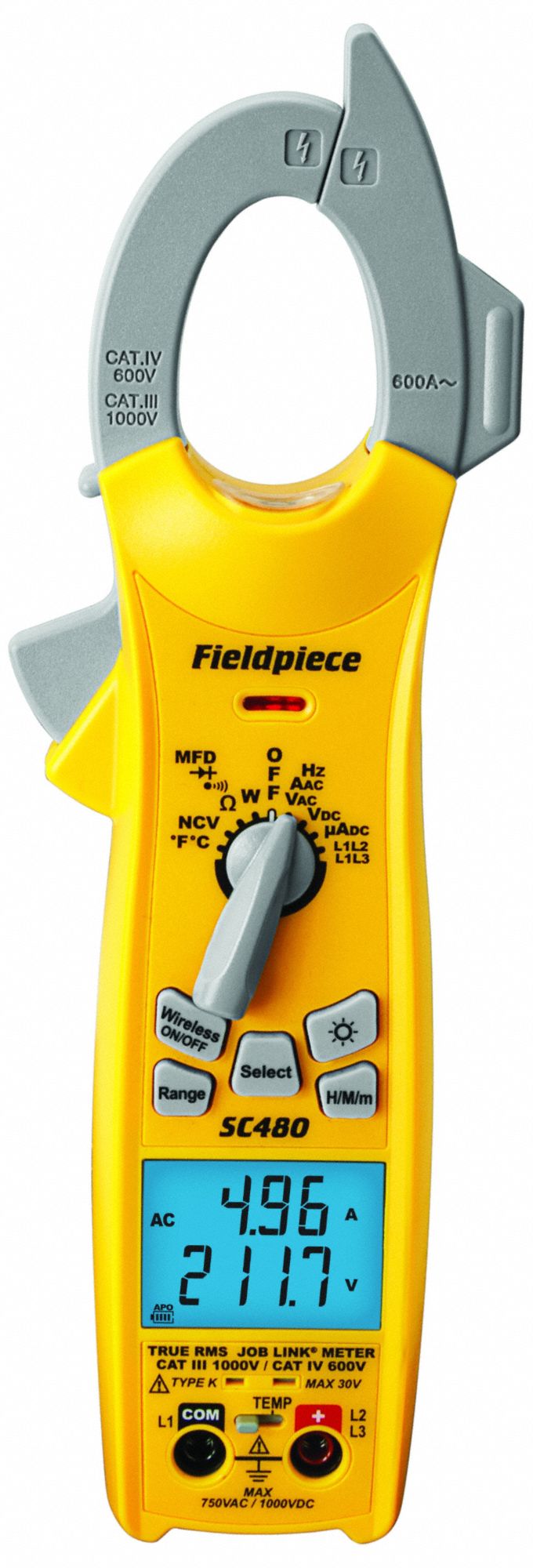 FIELDPIECE, Clamp-Jaw Jaw, CAT III 1000V/CAT IV 600V, Clamp Meter ...