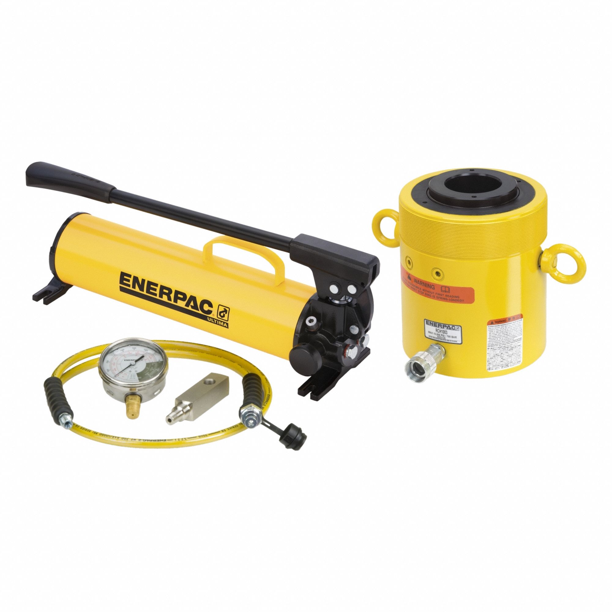 ENERPAC, 100 ton Cylinder Nominal Capacity, 3 in Cylinder Stroke, Cylinder and Hand Pump Set ...