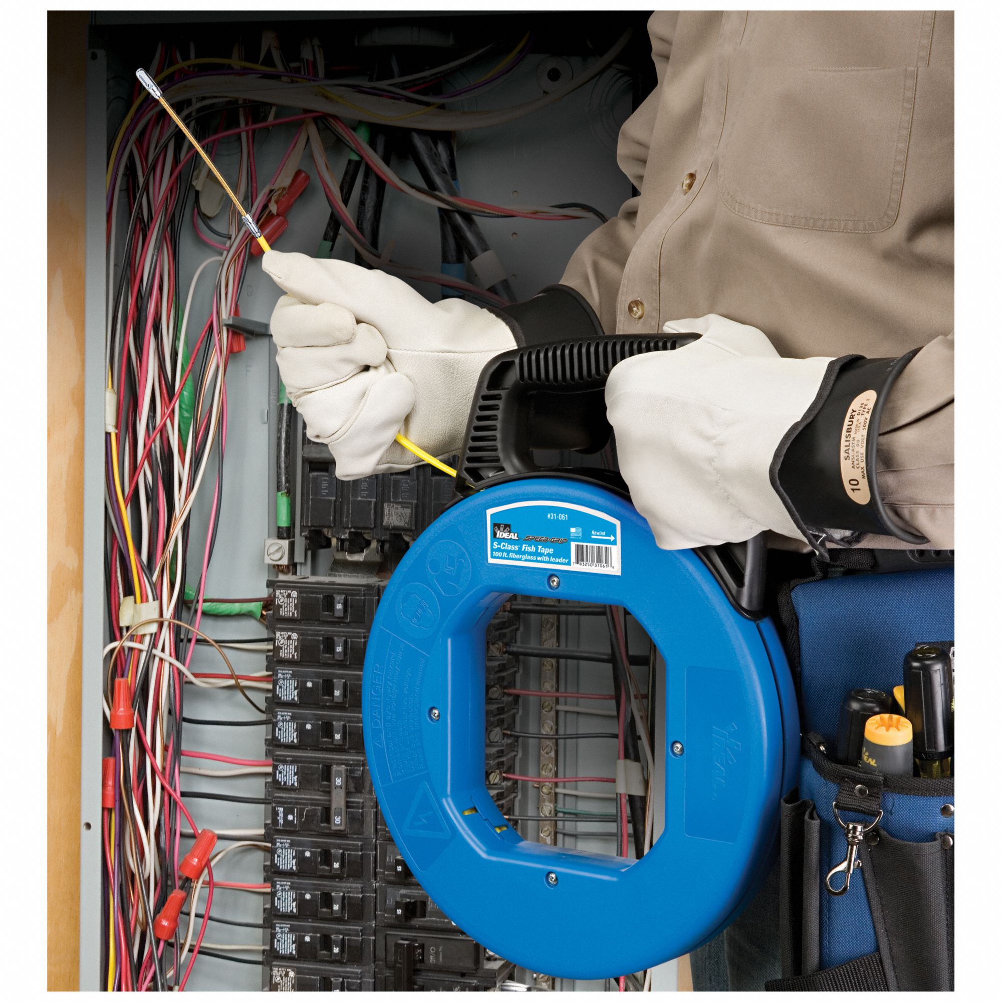 IDEAL Fish Tape: 100 ft Lg, Manual Wind Tape Retraction, 500 lb Tensile ...